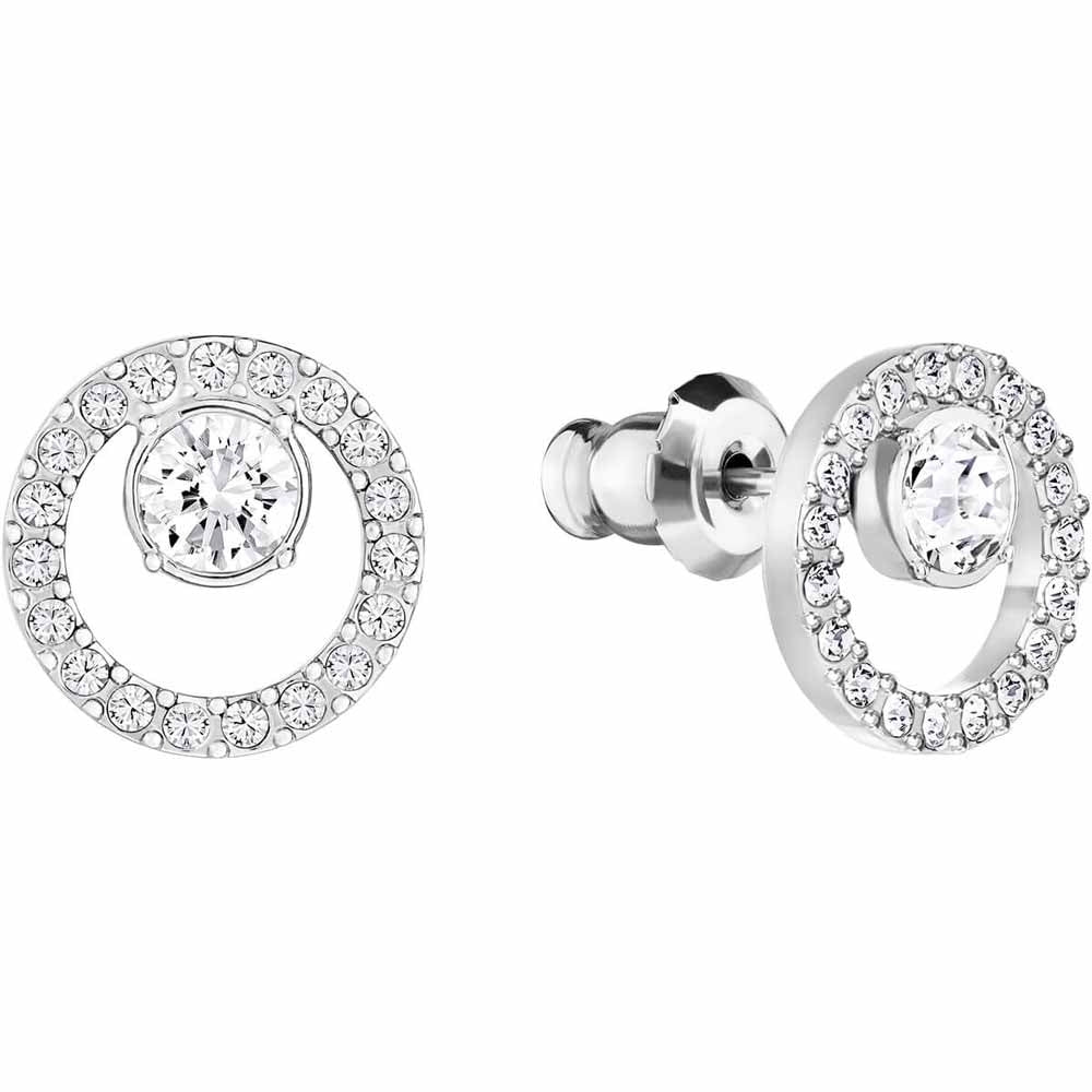 Swarovski Creativity Circle Small Earrings White Rhodium Plated 5201707 David Shuttle Ltd