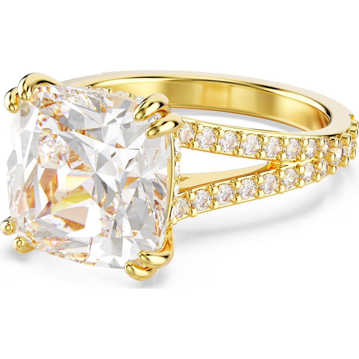 Swarovski Jewellery Stilla cocktail ring, Size 55, Square cut, White, Gold-tone plated – David ...