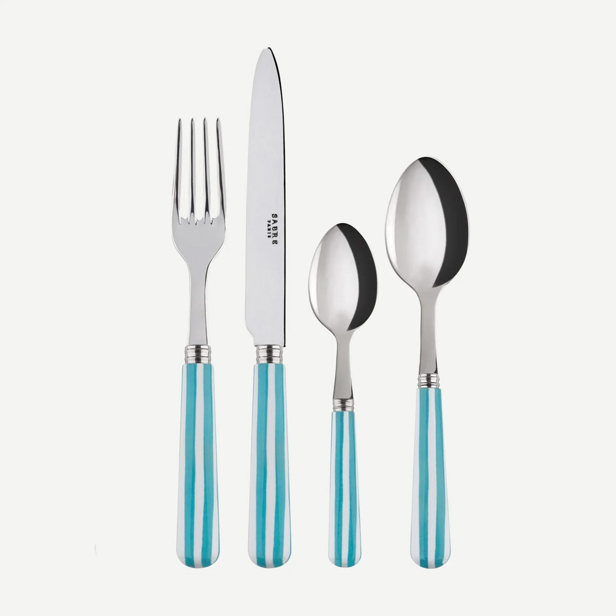 Sabre White Stripe Turquoise Cutlery – David Shuttle Ltd