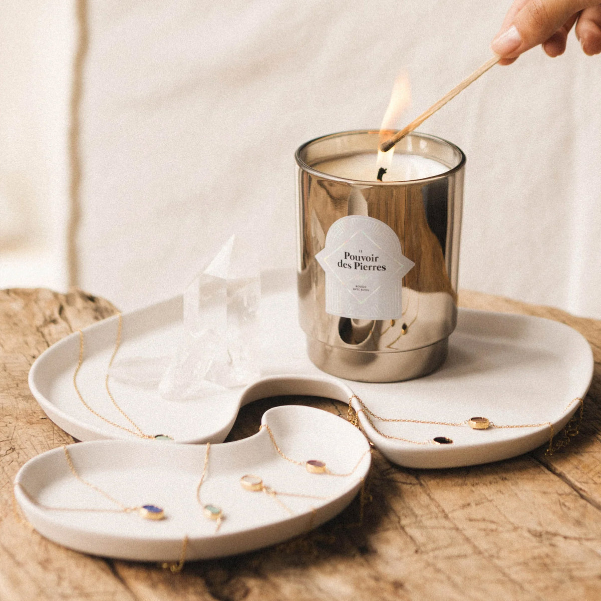 My Jolie Candle The Power of Stones Jewel Candle, Mother of Pearl ...