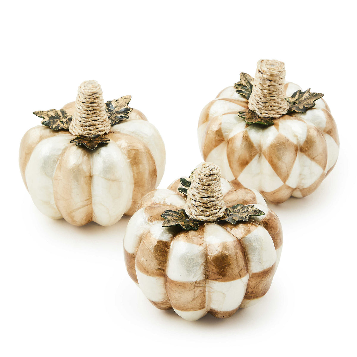 Mackenzie Childs Mocha Capiz Pumpkins, Set of 3 – David Shuttle Ltd