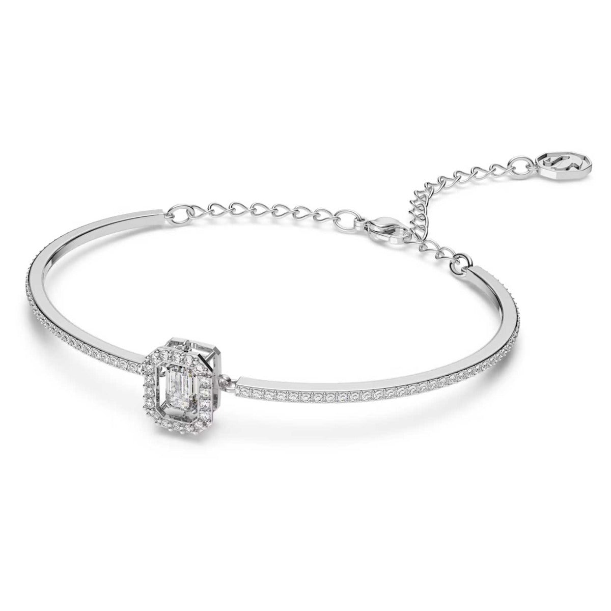 Swarovski Millenia Bangle, Octagon cut, White, Rhodium plated – David ...
