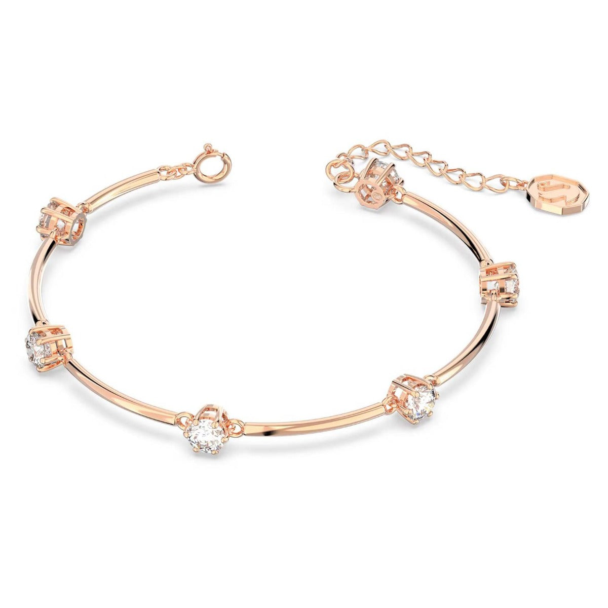 Swarovski Constella Bangle, Round Cut, White, Rose Gold-tone Plated ...