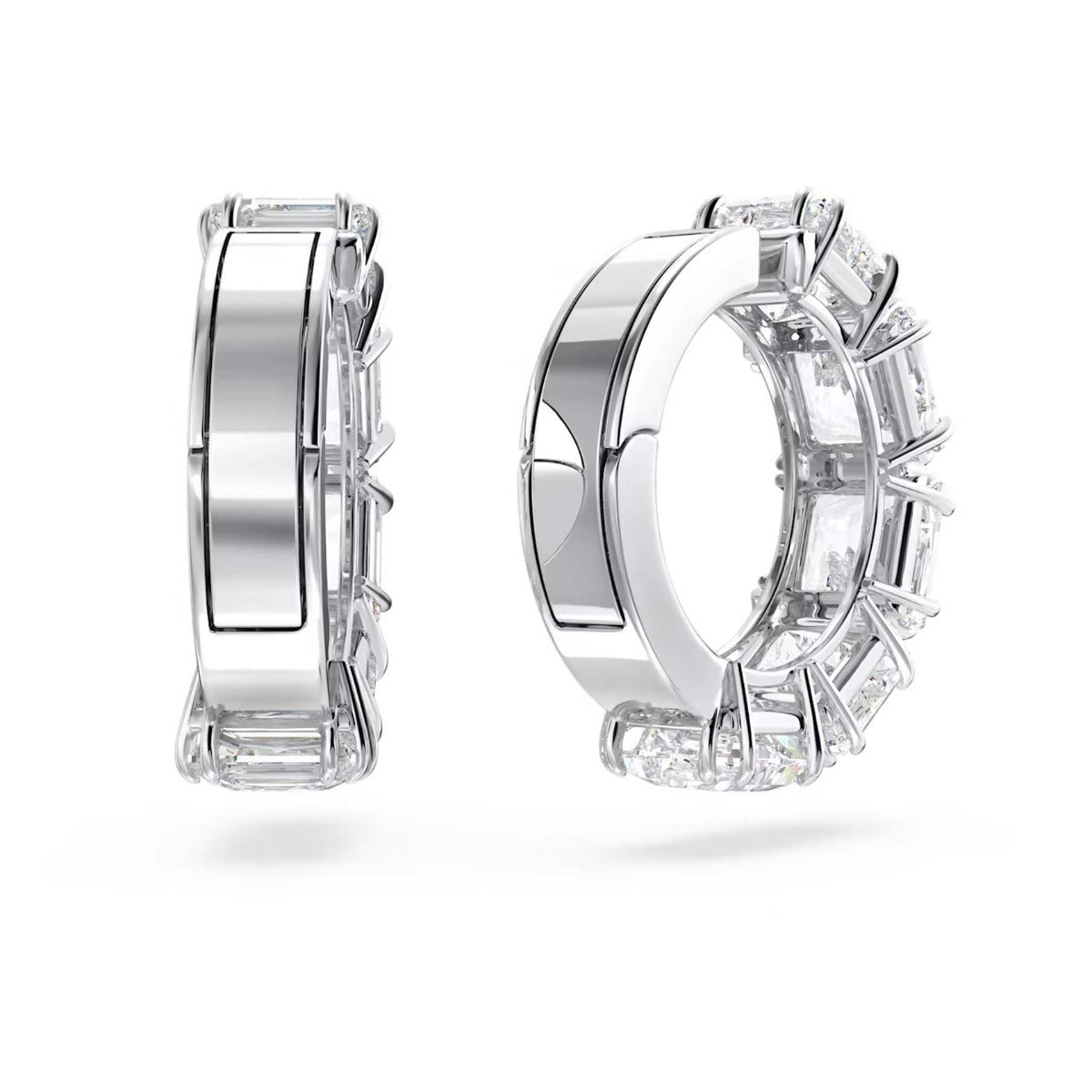 Swarovski Millenia Clip Earrings, Square Cut, White, Rhodium Plated ...