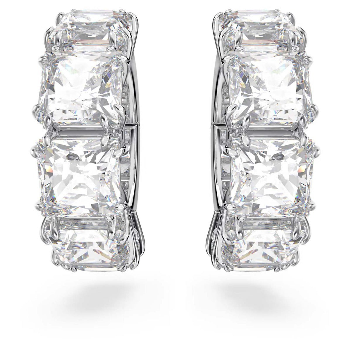 Swarovski Millenia Clip Earrings, Square Cut, White, Rhodium Plated ...