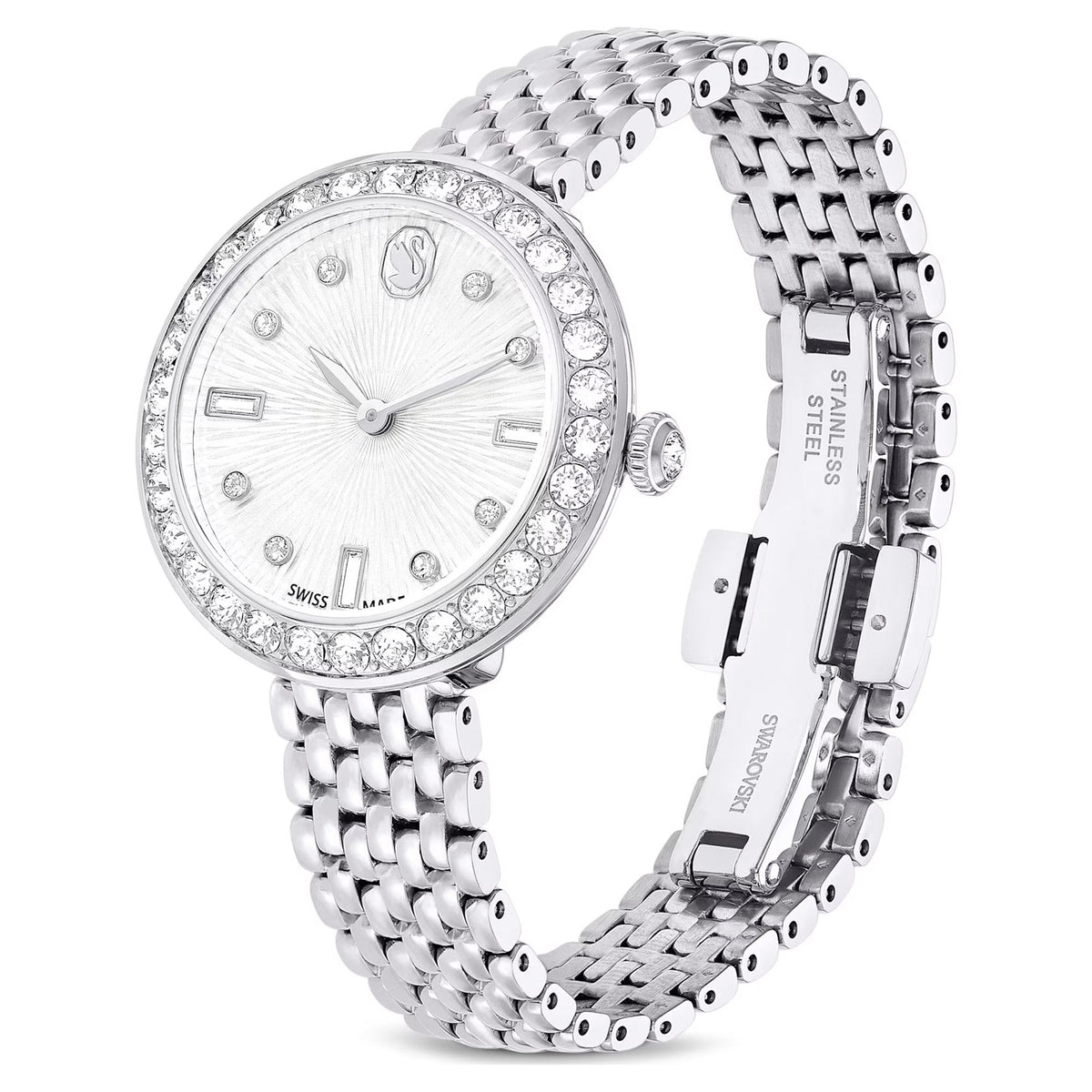 Swarovski Certa watch, Swiss Made, Metal bracelet, Silver tone ...