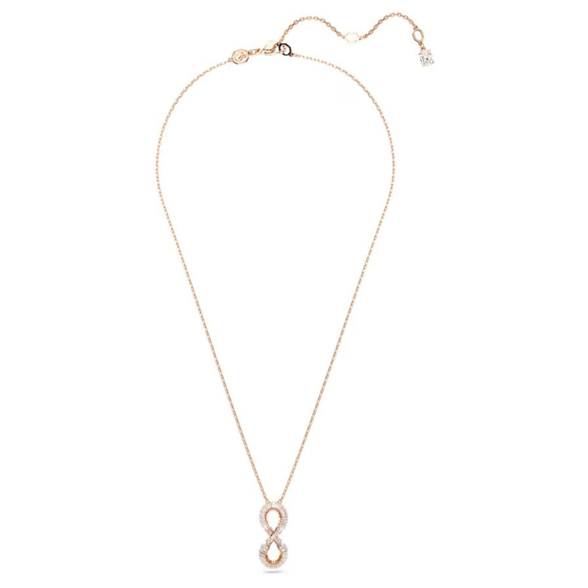 Swarovski Hyperbola pendant, Infinity, White, Rose gold-tone plated ...