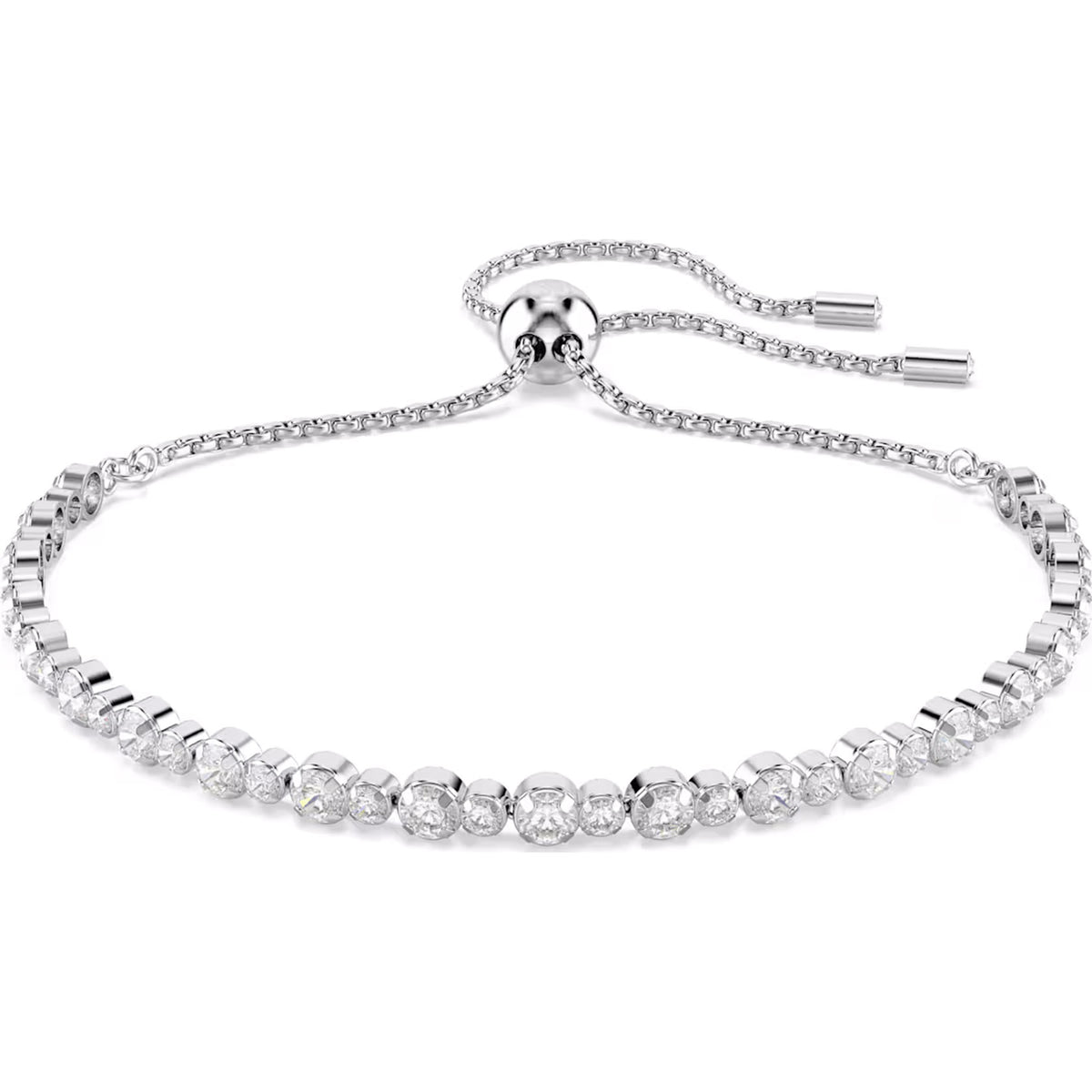 Swarovski Matrix Tennis bracelet, Mixed round cuts, White, Rhodium ...