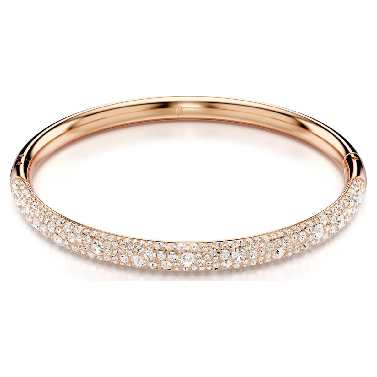 Swarovski Meteora bangle, Snow pave, White, Rose gold-tone plated ...