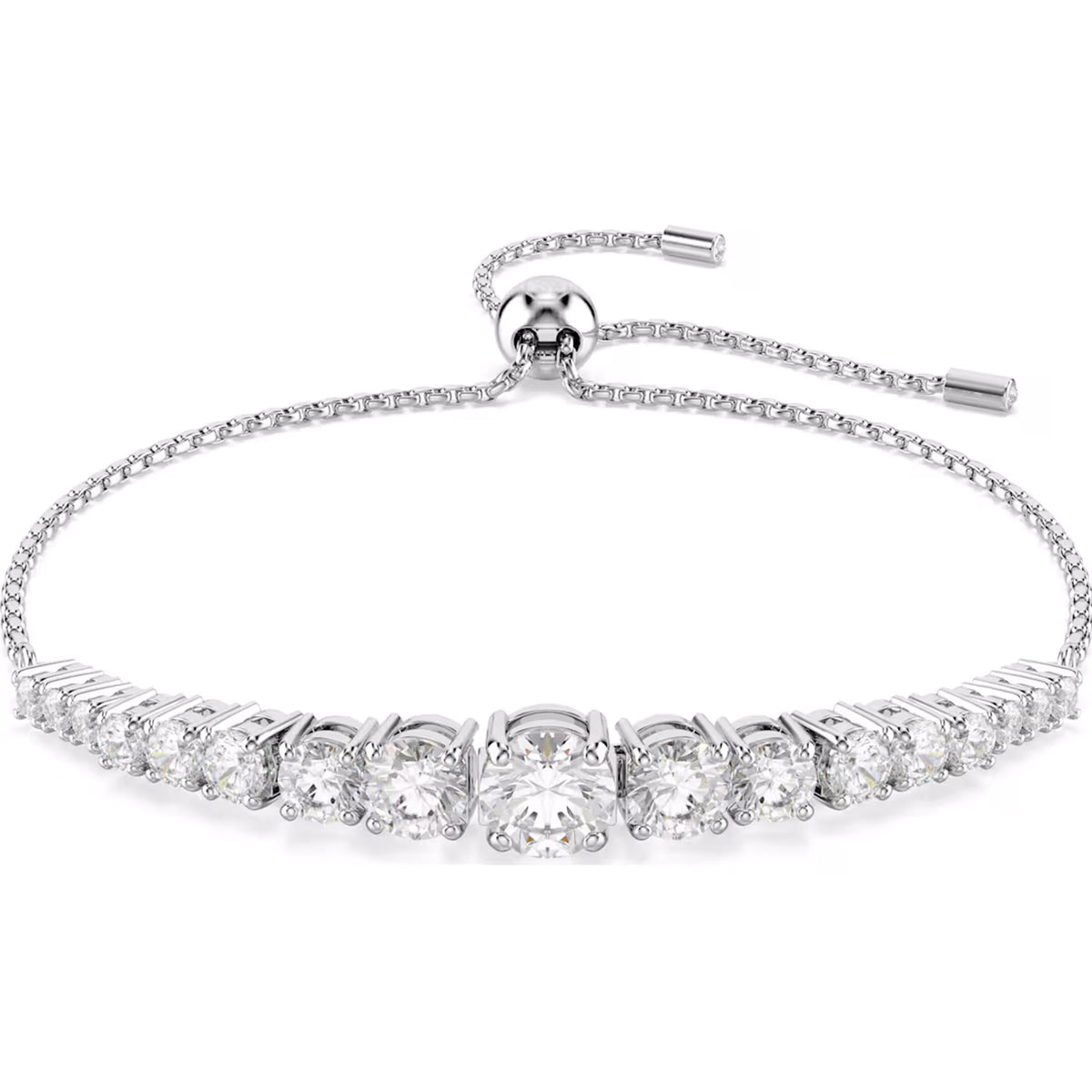 Swarovski Matrix bracelet, Gradient of round cuts, White, Rhodium ...