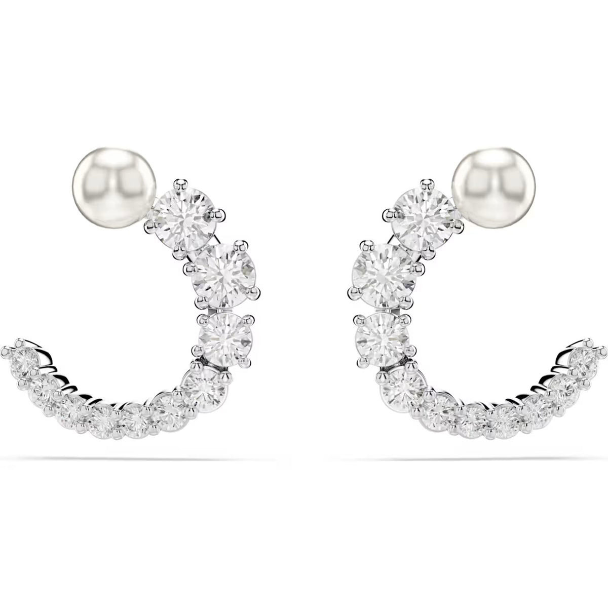 Swarovski Jewellery Matrix hoop earrings, Crystal pearl, Round cut ...