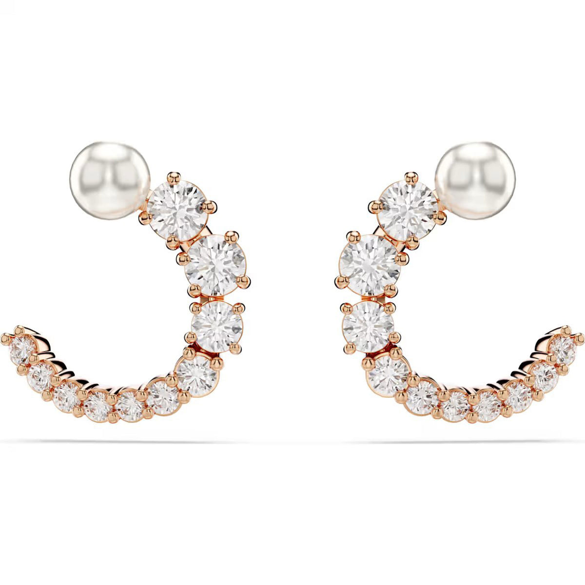 Swarovski Jewellery Matrix hoop earrings, Crystal pearl, Round cut ...
