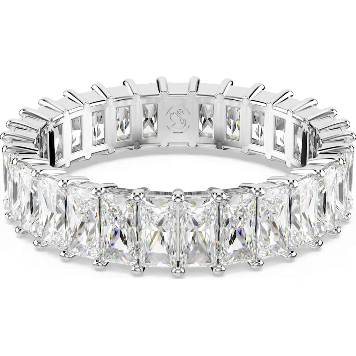 Swarovski Jewellery Matrix ring, Size 52, Baguette cut, White, Rhodium ...