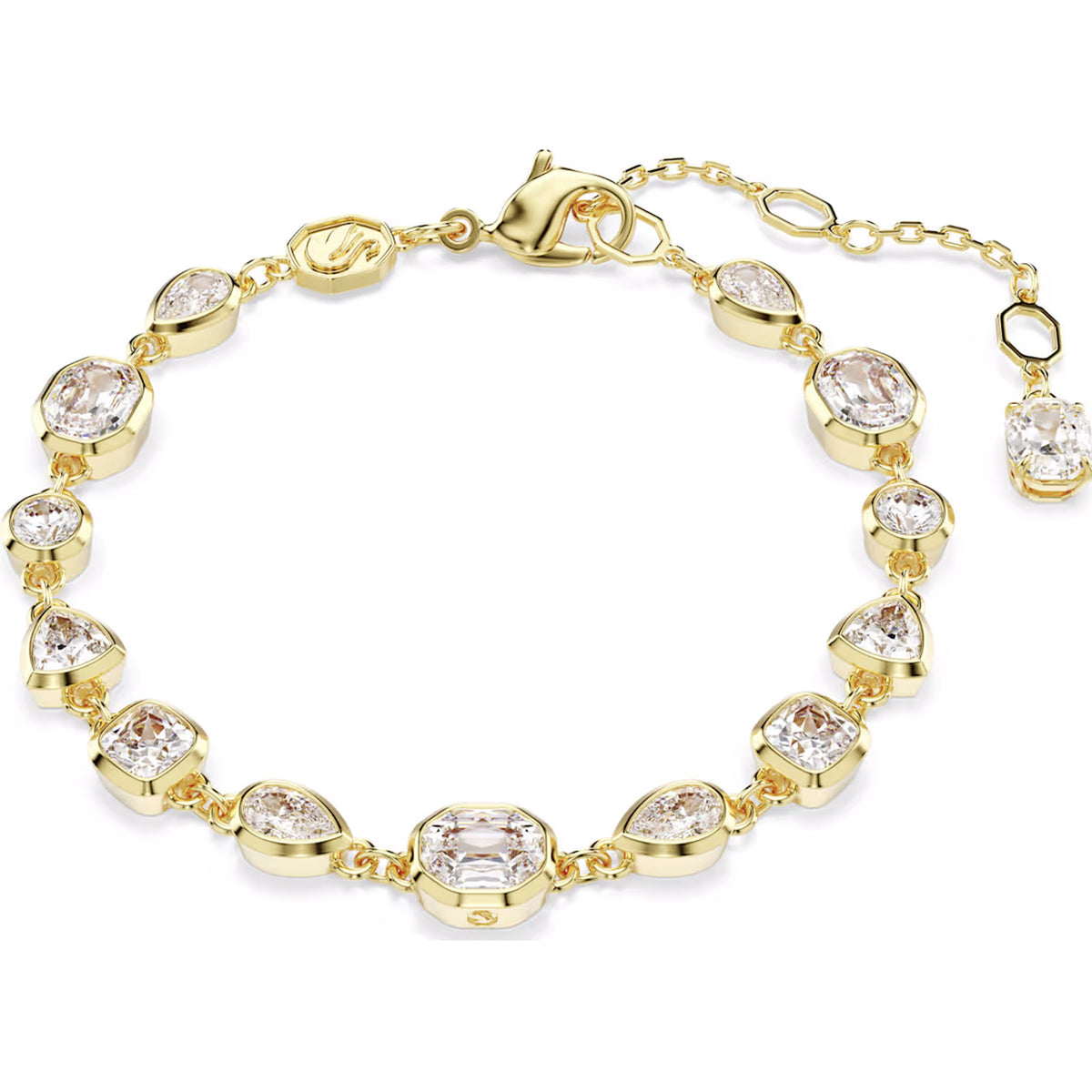 Swarovski Imber Tennis bracelet, Mixed cuts, White, Gold-tone plated ...