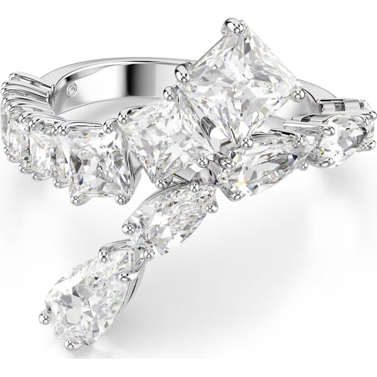 Swarovski Jewellery Matrix ring, Size 52, Mixed cuts, White, Rhodium ...