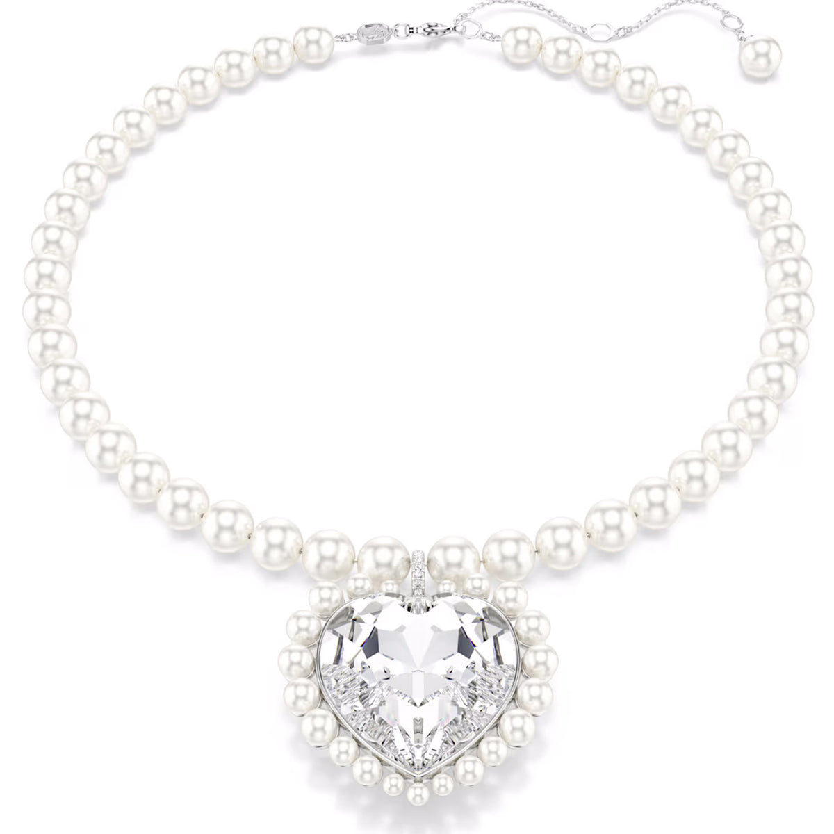 Swarovski Capsule Pearl Pendant, White, Rhodium Plated – David Shuttle Ltd