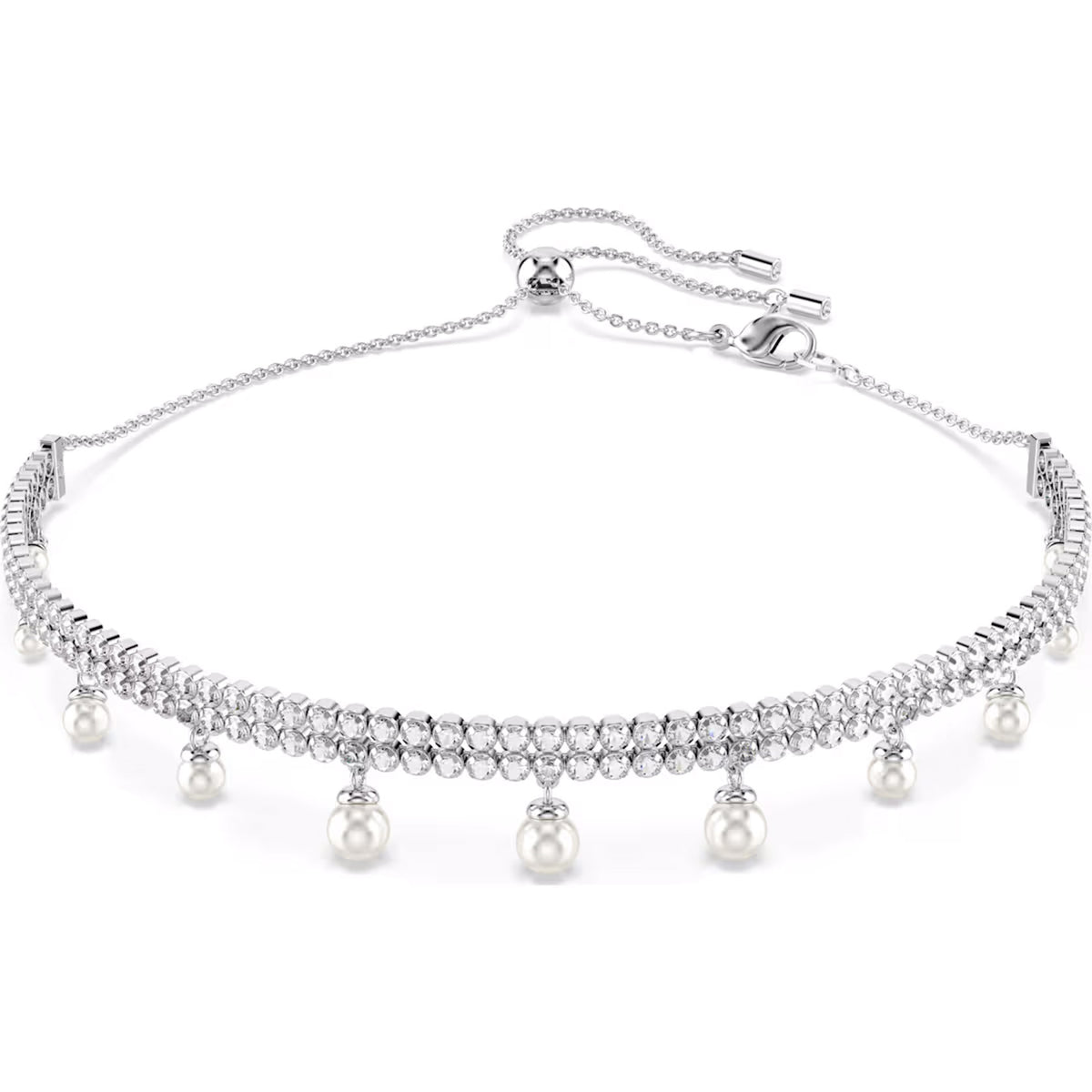 Swarovski Capsule Pearl Choker, White, Rhodium Plated – David Shuttle Ltd