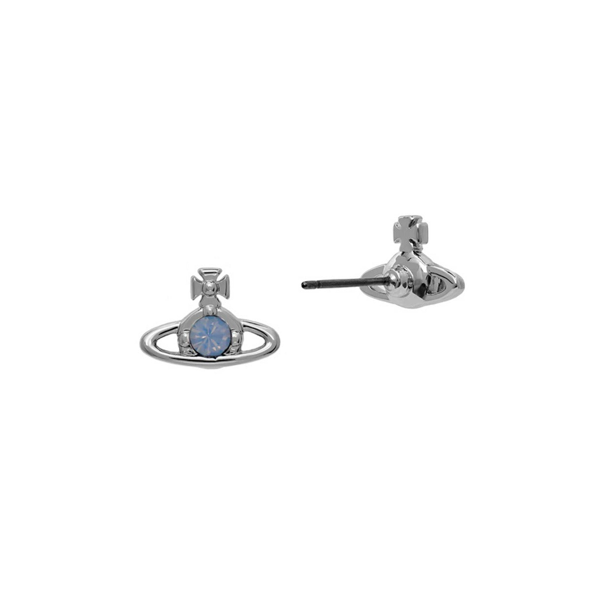 Vivienne Westwood Nano Solitaire Air Blue Opal Earrings, Platinum Plat ...