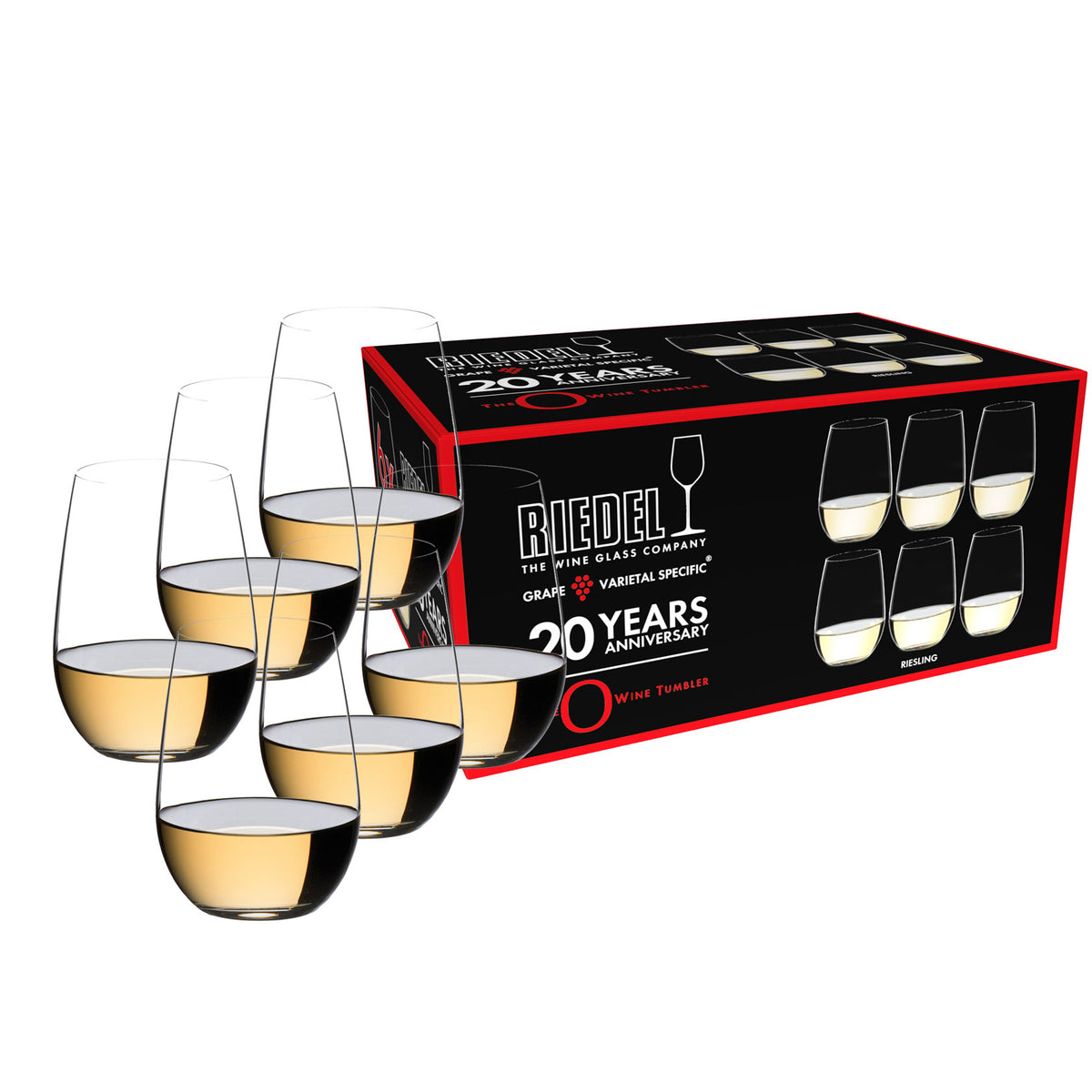 Riedel Crystal O Wine Tumbler Riesling / Zinfandel Glasses (Set of 6 ...