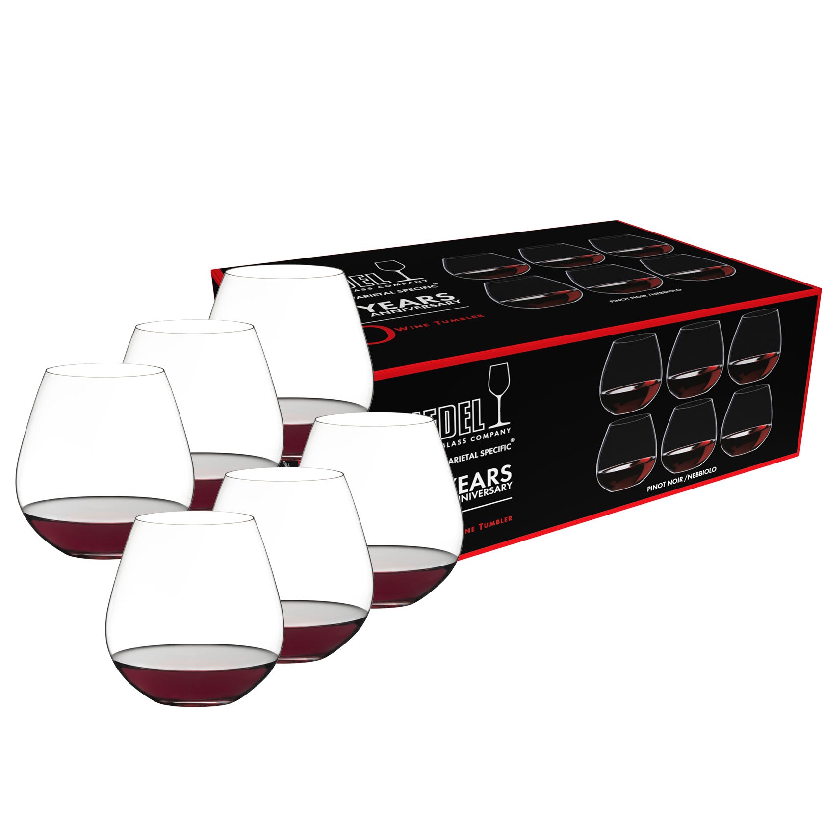 Riedel O Wine Tumbler Pinot Noir Nebbiolo Glasses Set of 6