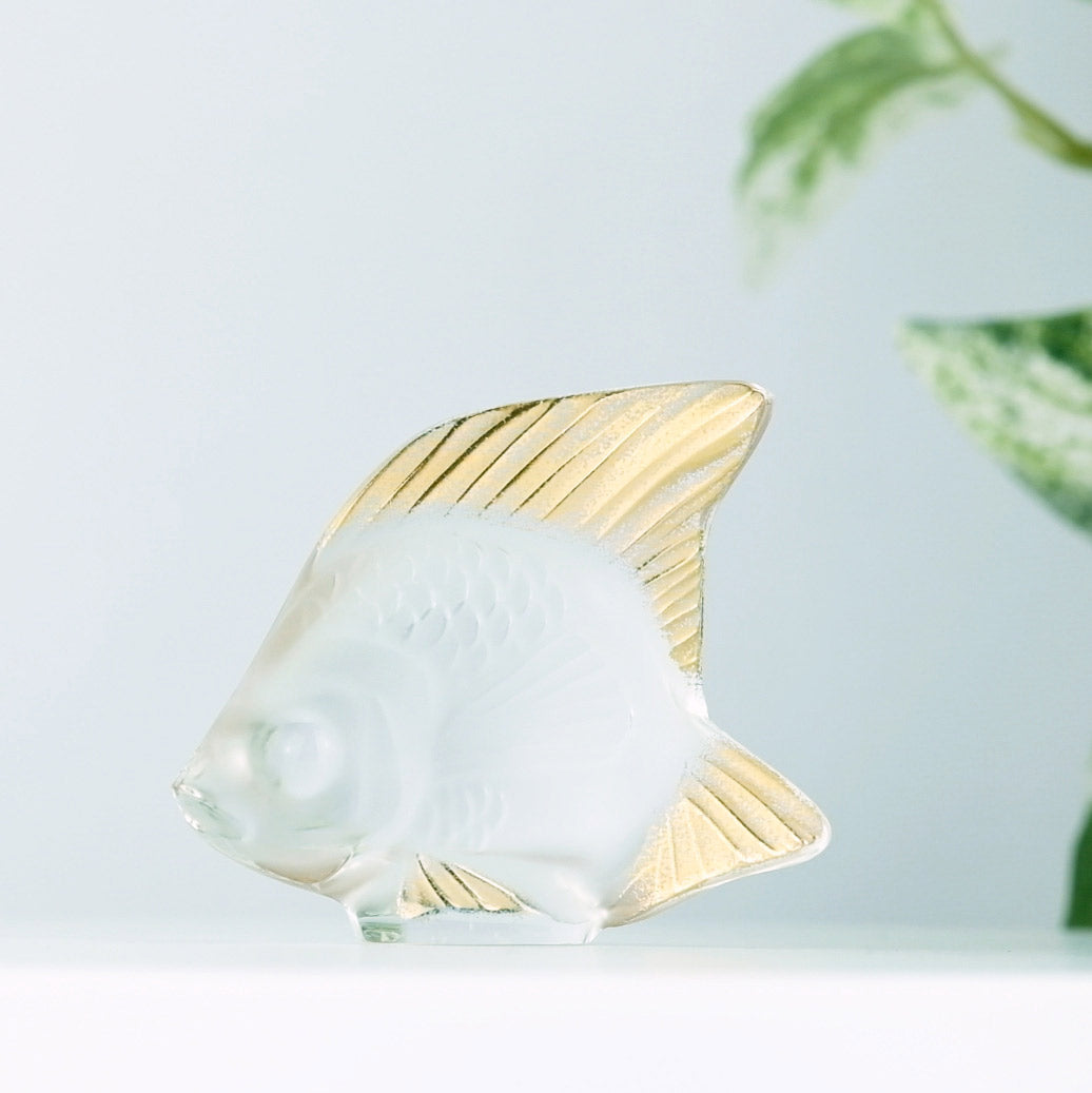 Lalique Crystal | Clear and Gold Stamped Fish Sculpture - David Shuttle ...